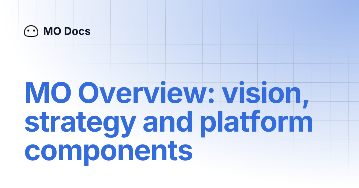 MO Overview: vision, strategy and platform components | MO Docs